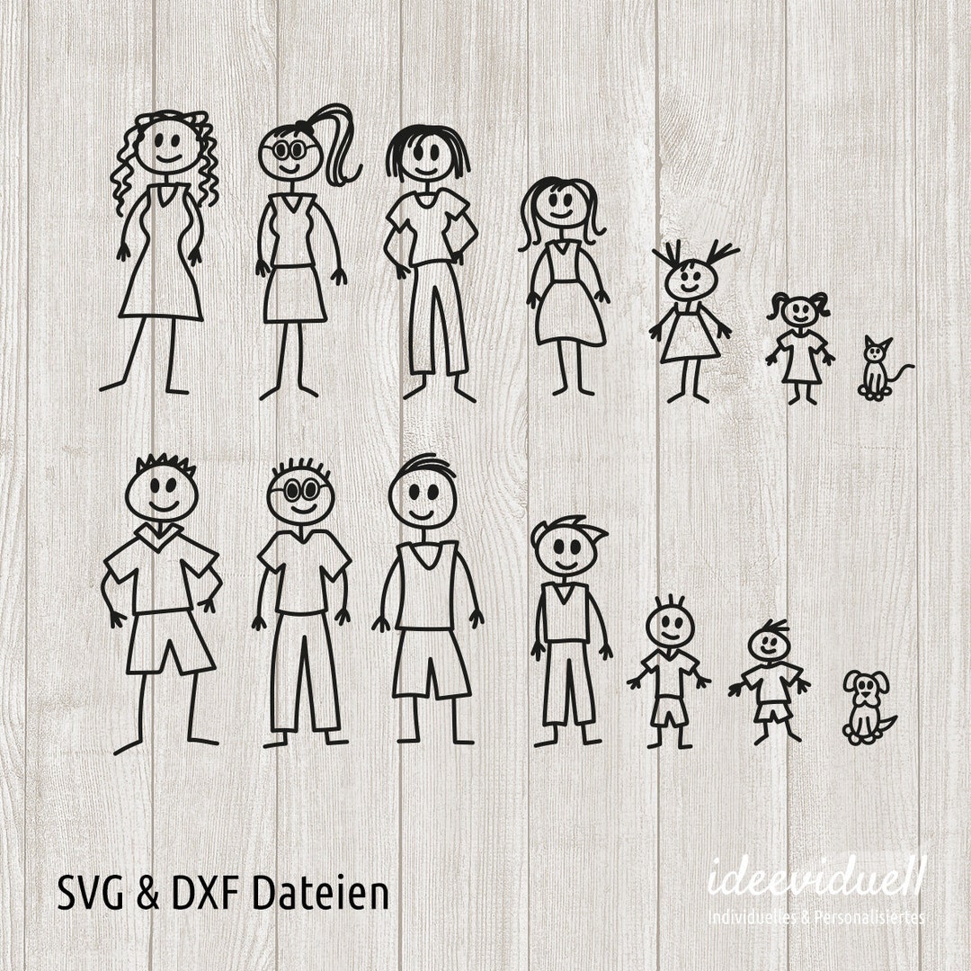Stick Figure Family Plotter File SVG DXF File Download - Etsy