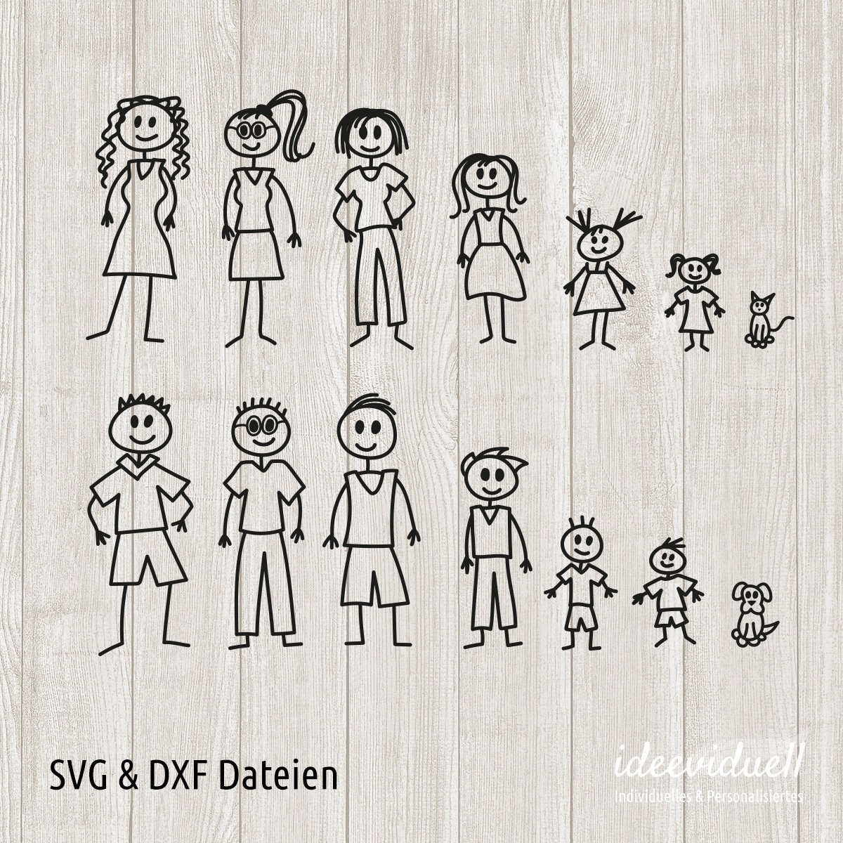 Strichmännchen Familie Plotterdatei SVG DXF Datei Download - Etsy.de