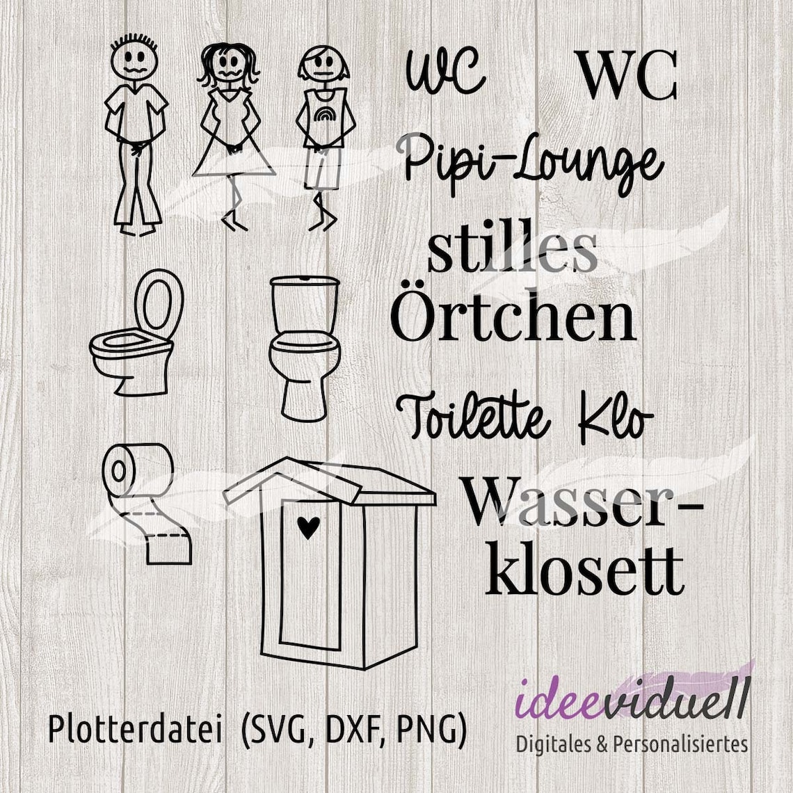 Strichmännchen Toilette Plotterdatei SVG DXF Datei Download - Etsy.de