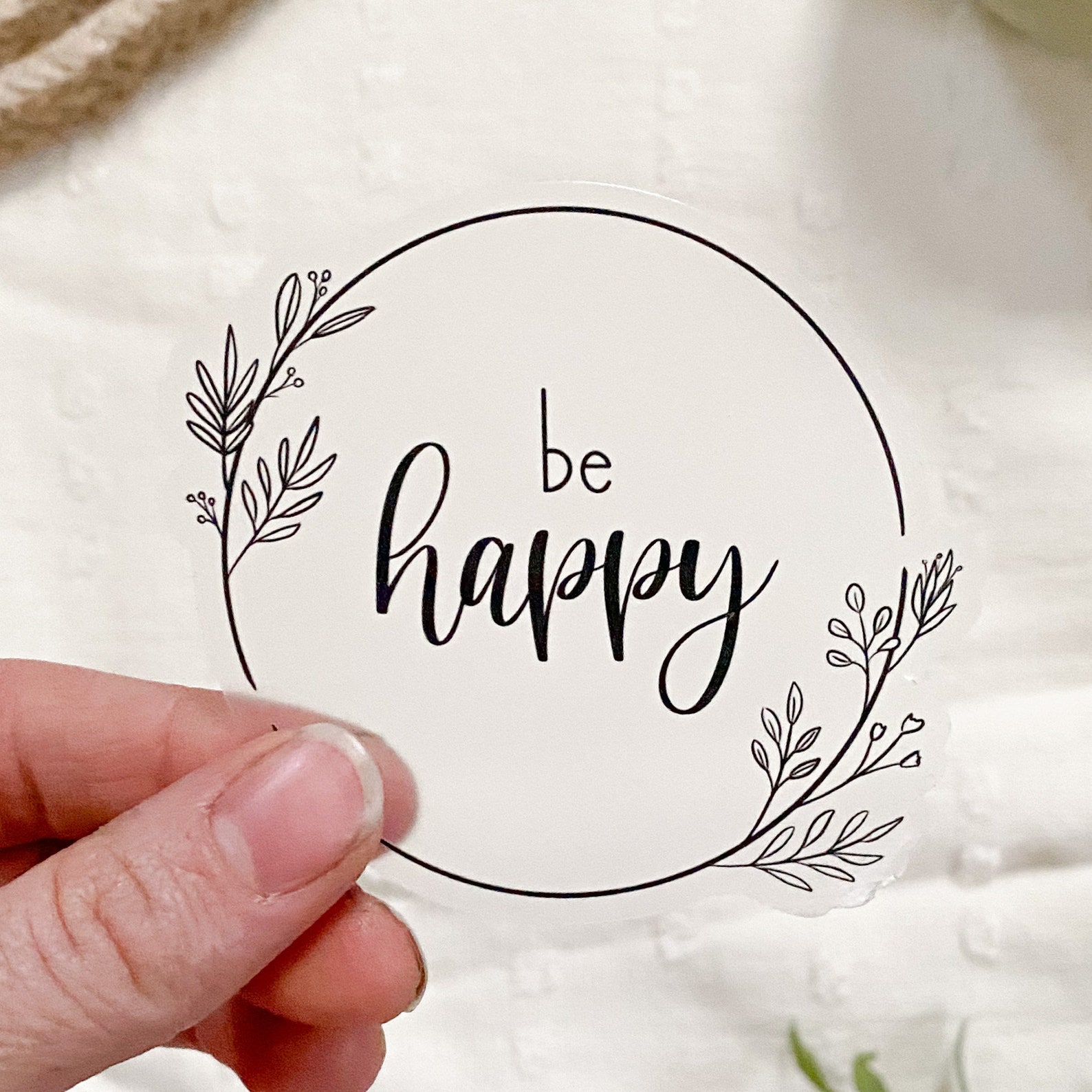 Be Happy Clear Vinyl Sticker - Etsy