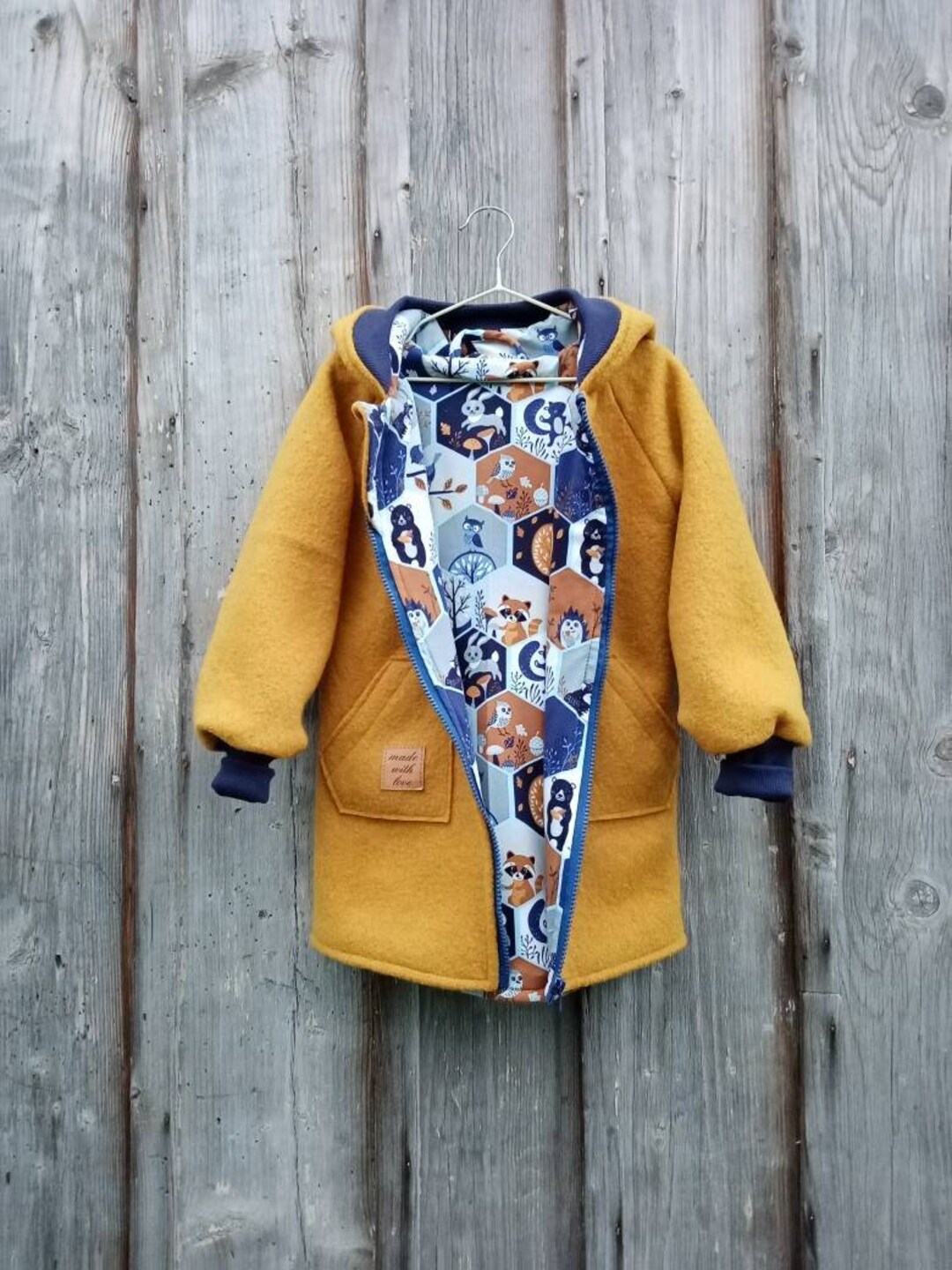 Boiled Wool Coat/wool Jacket photo Mustard Yellow From 62-68 to 146 152 ...