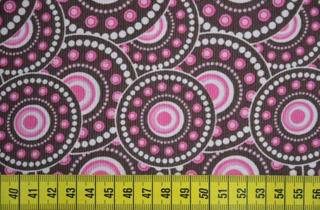 Cordstoff, Kreisornamente, dunkelbraun, rosa, pink, 0,5 Meter - Etsy.de
