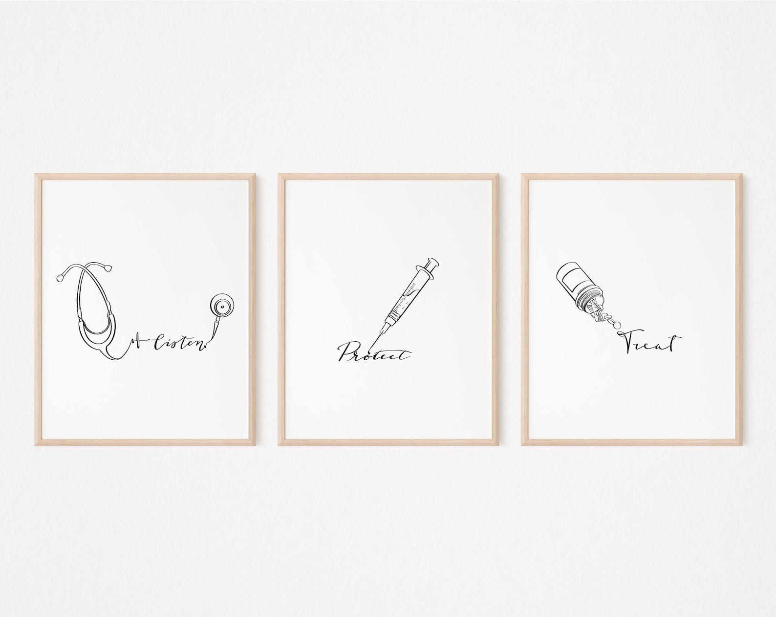 Minimalist Nurse Line Art Print Set: Clinic Office Decor (digital ...