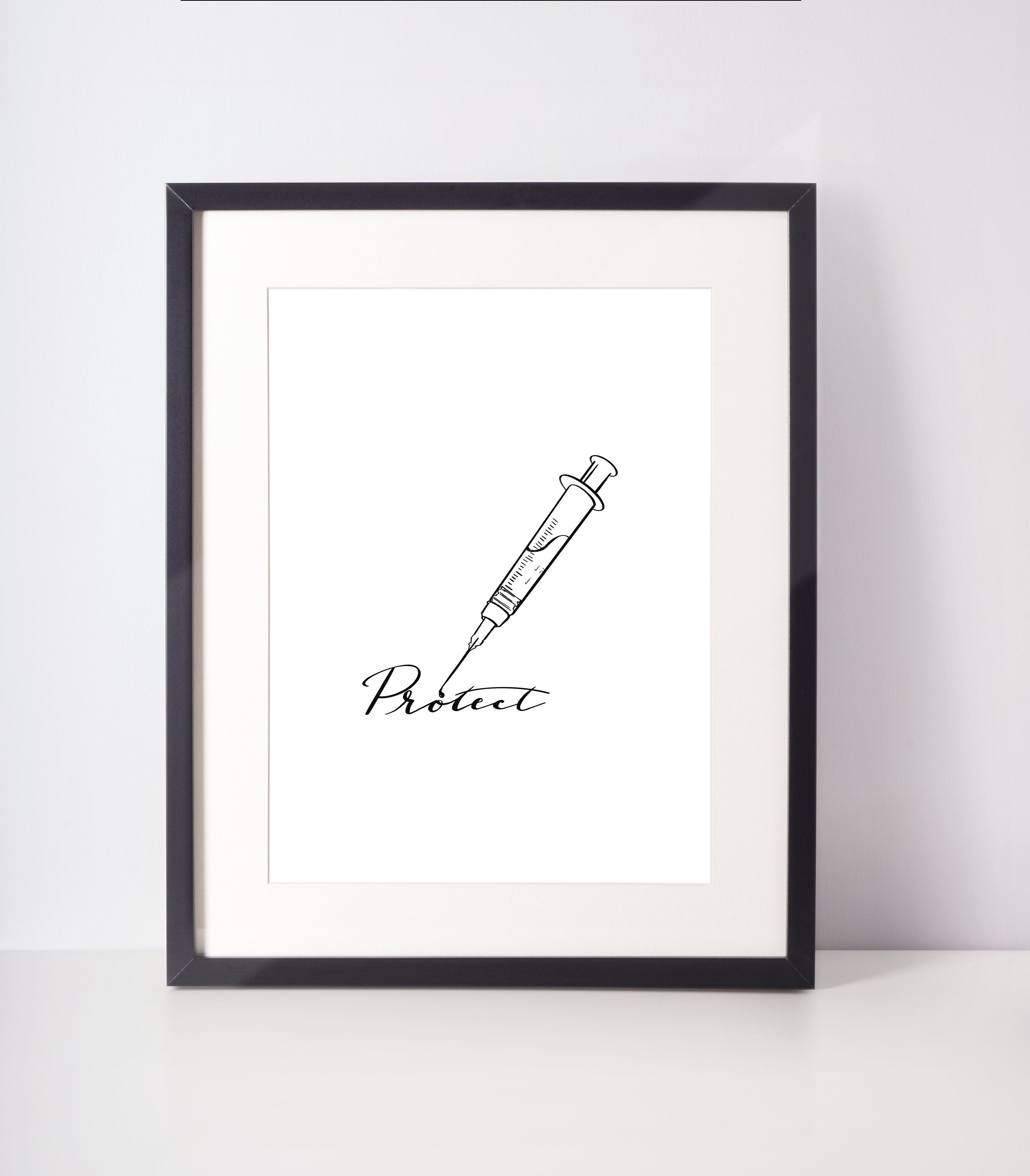 Syringe Line Art Print: Minimalist Doctor Office Decor (digital ...