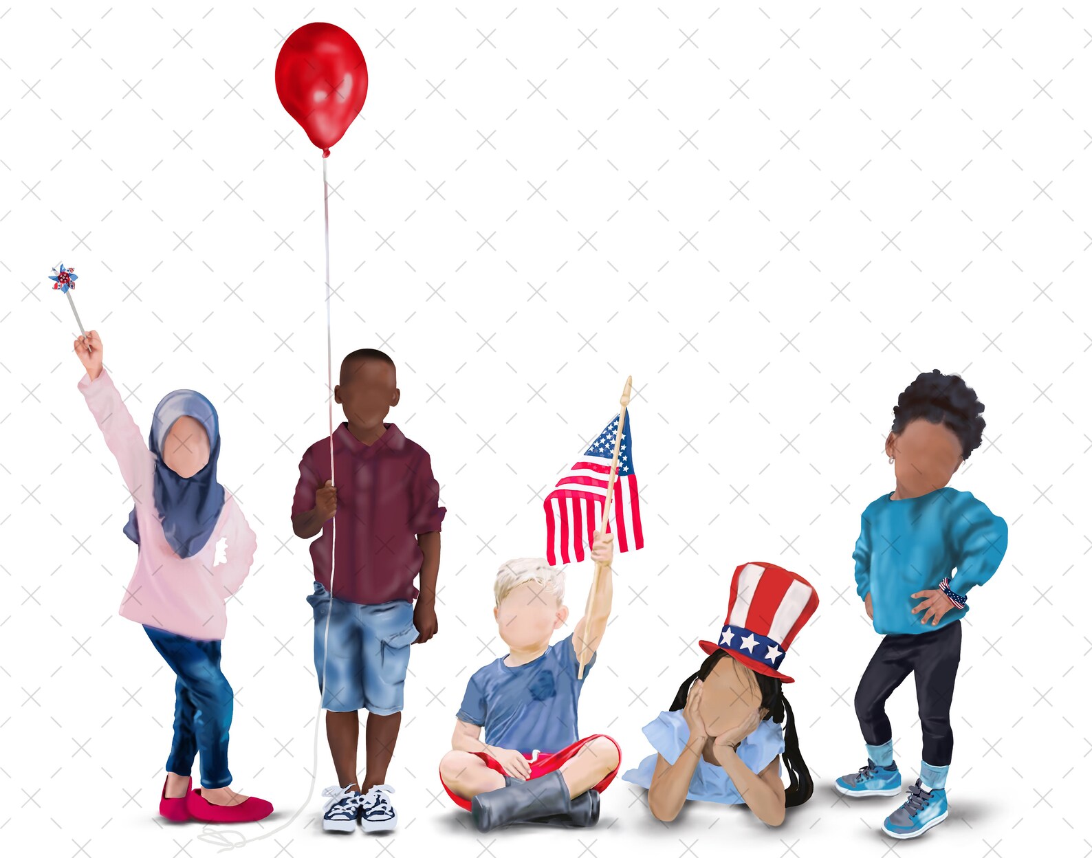 United We Celebrate! Hyper Realistic Clip Art Illustration for 4th of ...