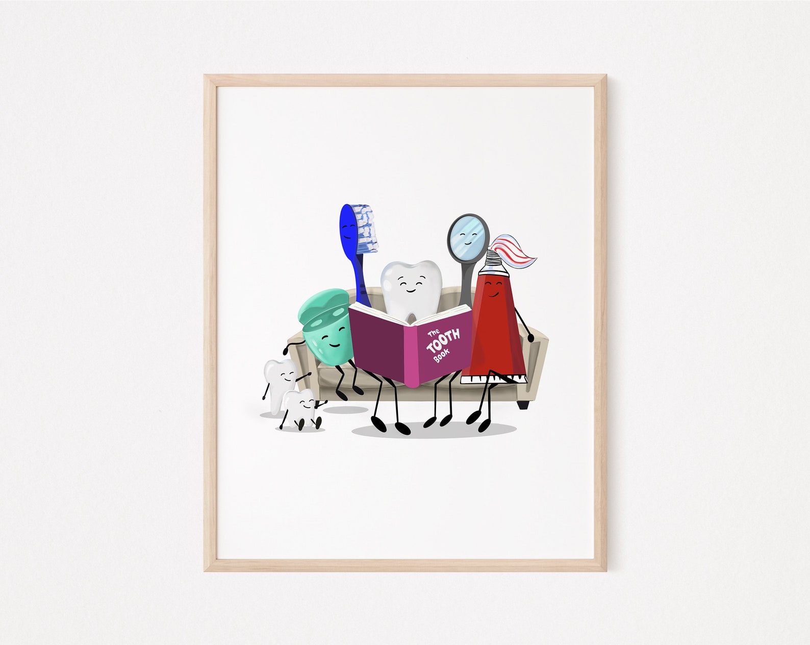 Funny Tooth & Dental Family Art Print: Whimsical Dentist Decor (digital ...