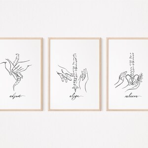 Minimalist Chiropractic Line Art Prints: Adjust, Align, Relieve ...