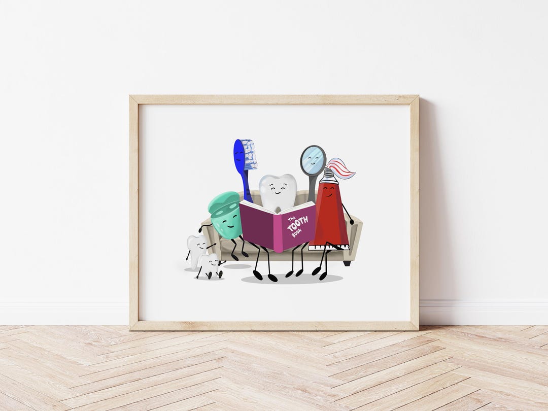 Funny Tooth & Dental Family Art Print: Whimsical Dentist Decor (digital ...