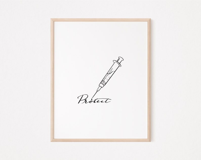 Syringe Line Art Print: Minimalist Doctor Office Decor (digital ...