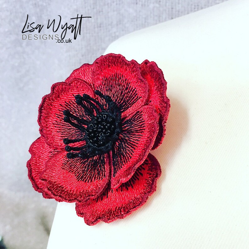 Poppy Brooch, Poppy Pin, Red Poppy Brooch, Embroidered Poppy Brooch ...