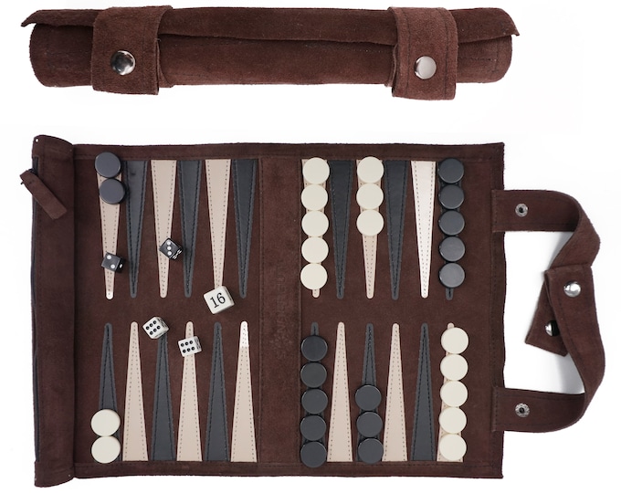 Travel Backgammon Set Genuine Leather - Etsy
