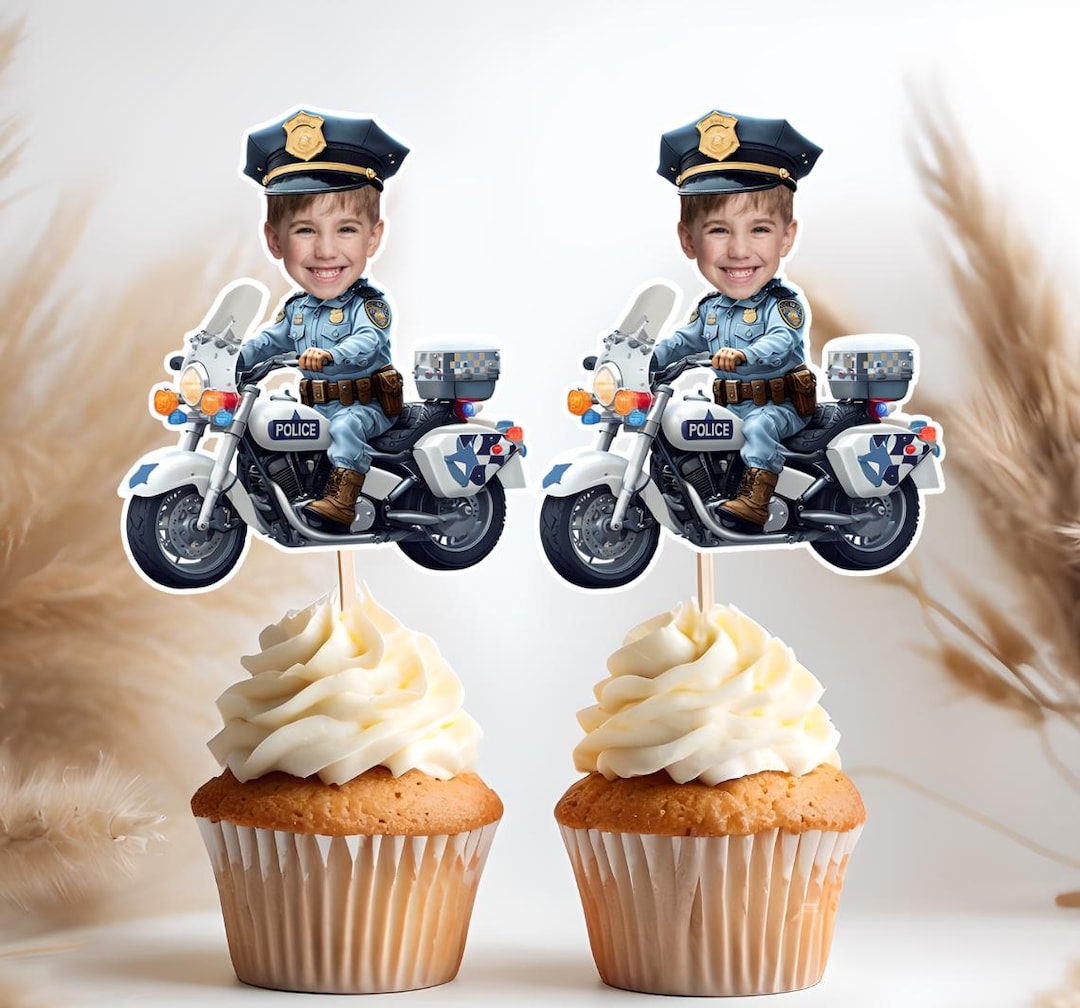 Police Custom Cupcake Toppers, Personalized Police Photo Toppers ...