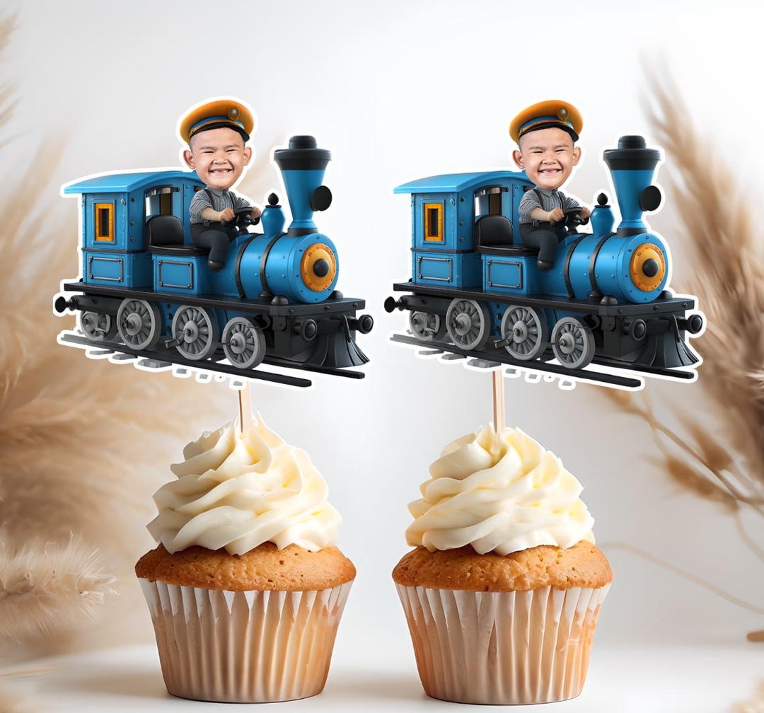 Train Conductor Cupcake Toppers, Custom Printable Cake Decorations ...