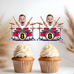 Drummer Custom Face Cupcake Toppers, Printable Drumming Party Decor ...
