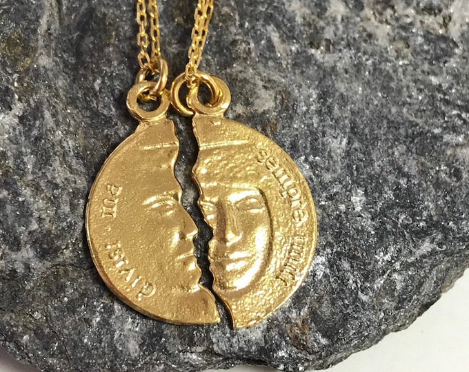 Gold Couple Necklace, Gold Couples Pendant, Necklace for Couples ...