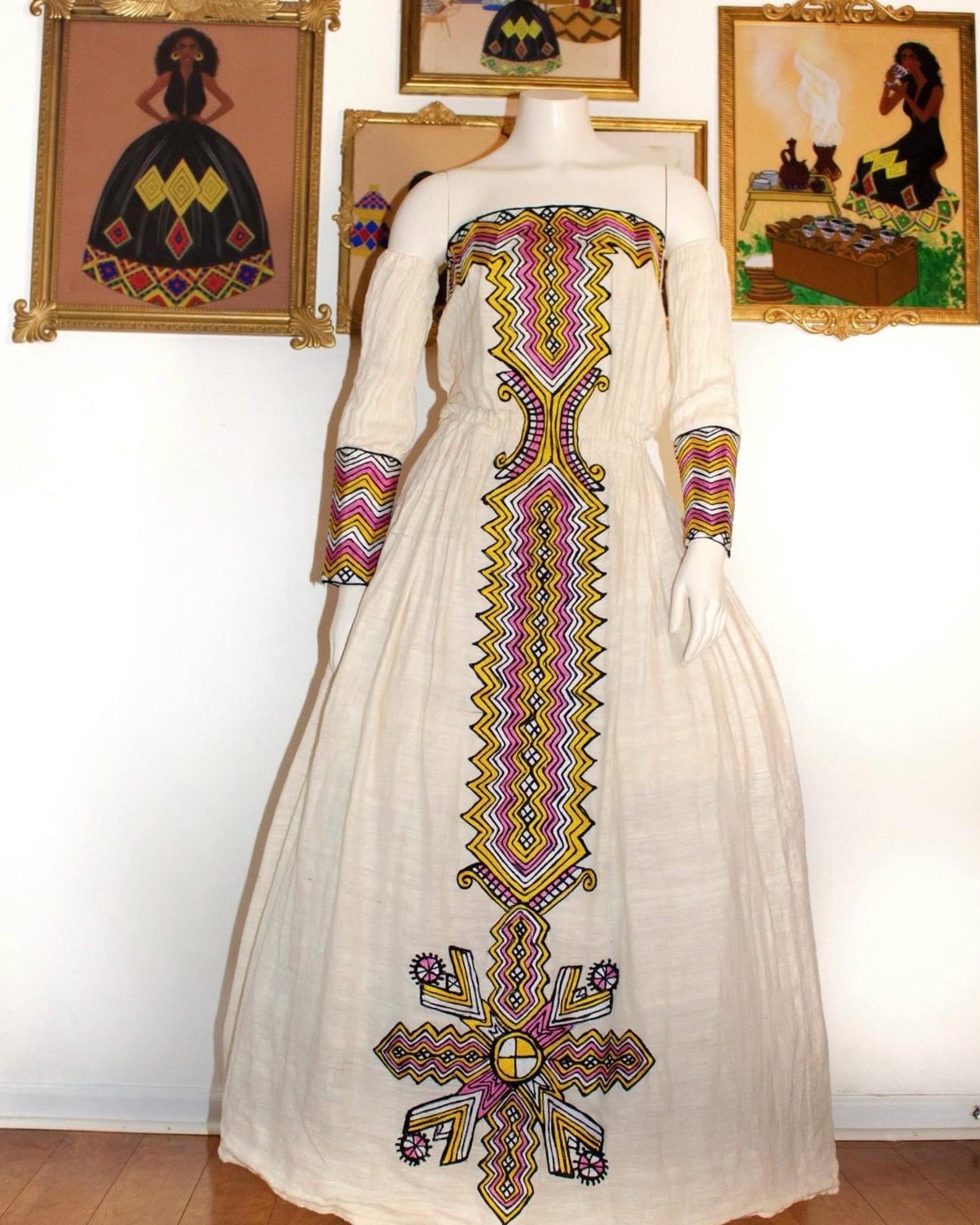 Pink Ethiopian Traditional Dress / Eritrean Zuria / Modern Habesha ...