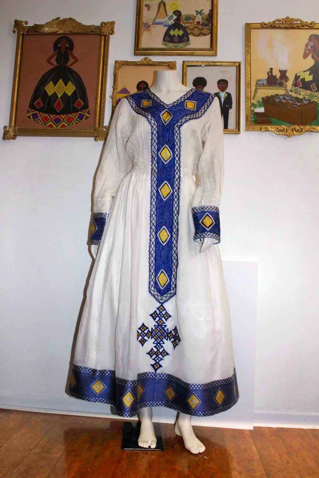 Blue Ethiopian Traditional Dress / Eritrean Zuria / Modern Habesha ...