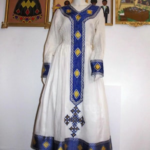 Blue Ethiopian Traditional Dress / Eritrean Zuria / Modern Habesha ...