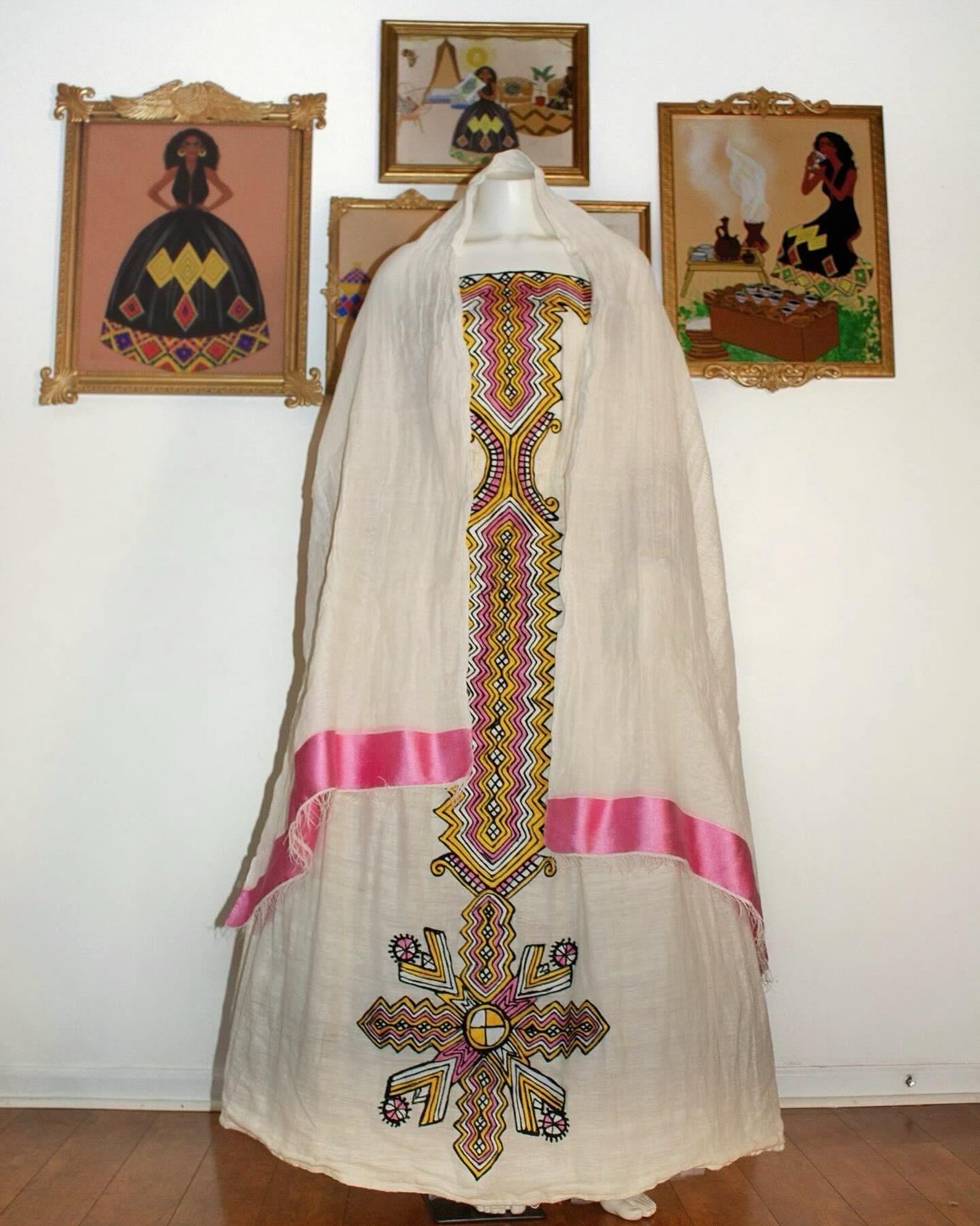 Pink Ethiopian Traditional Dress / Eritrean Zuria / Modern Habesha ...