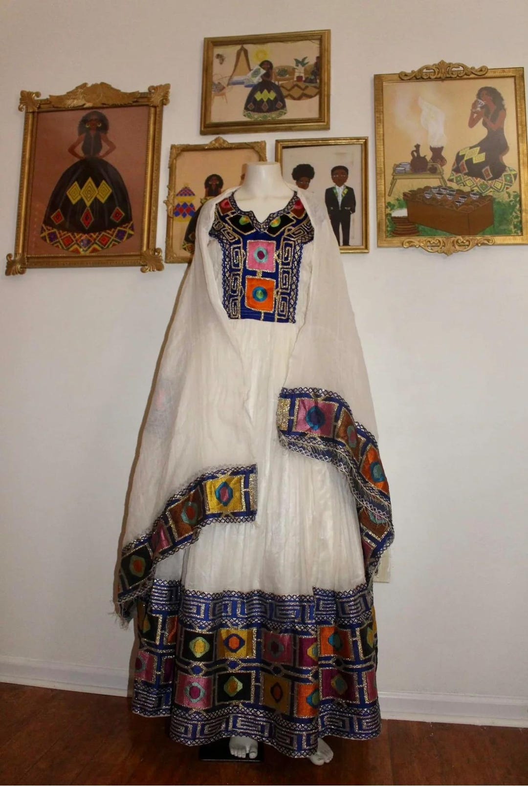 Blue Ethiopian Traditional Dress / Eritrean Zuria / Modern Habesha ...