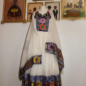 Blue Ethiopian Traditional Dress / Eritrean Zuria / Modern Habesha ...
