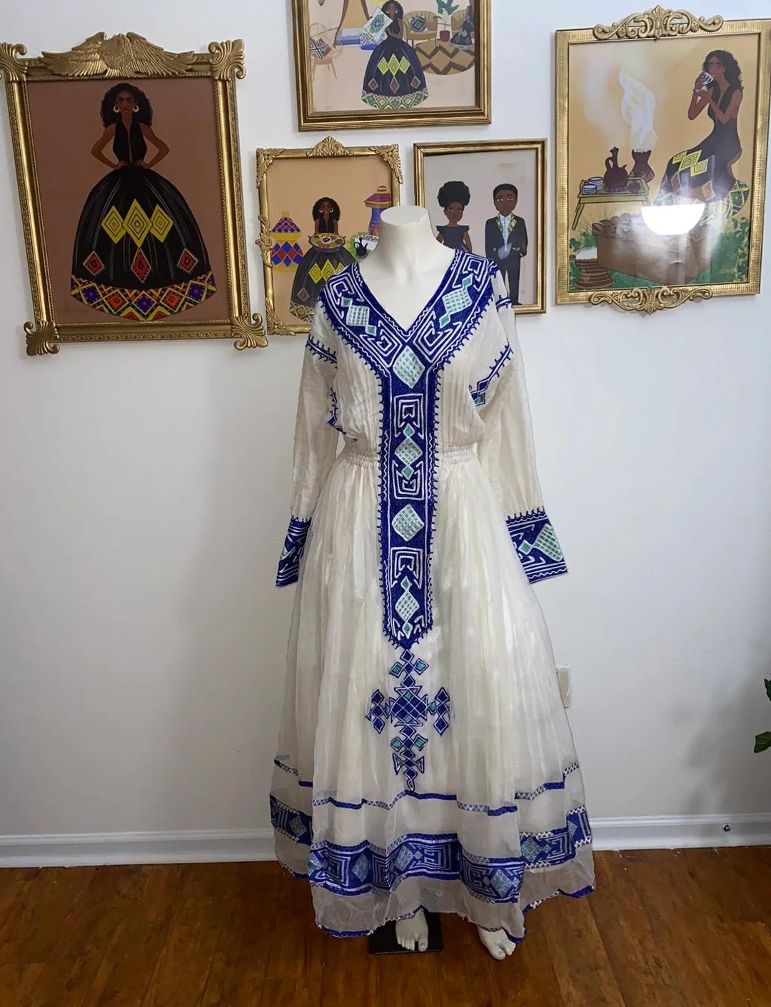 Blue Ethiopian Traditional Dress / Eritrean Zuria / Modern Habesha ...