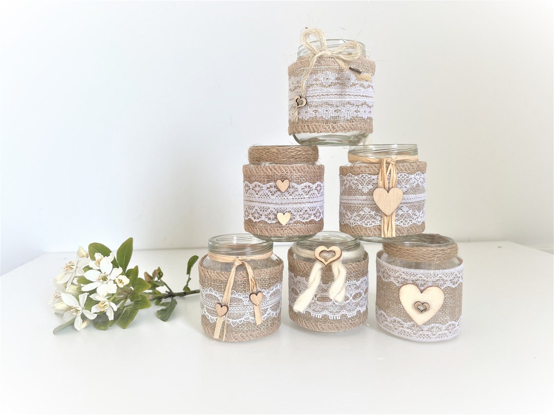 Lot 6 pots déco nature, baptême, déco mariage, déco baptême, décoration ...