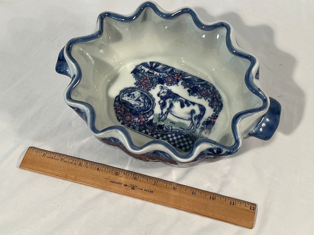 Victoria Ware Iron Stone Serving Dish Flow Blue Rippled Edge - Etsy
