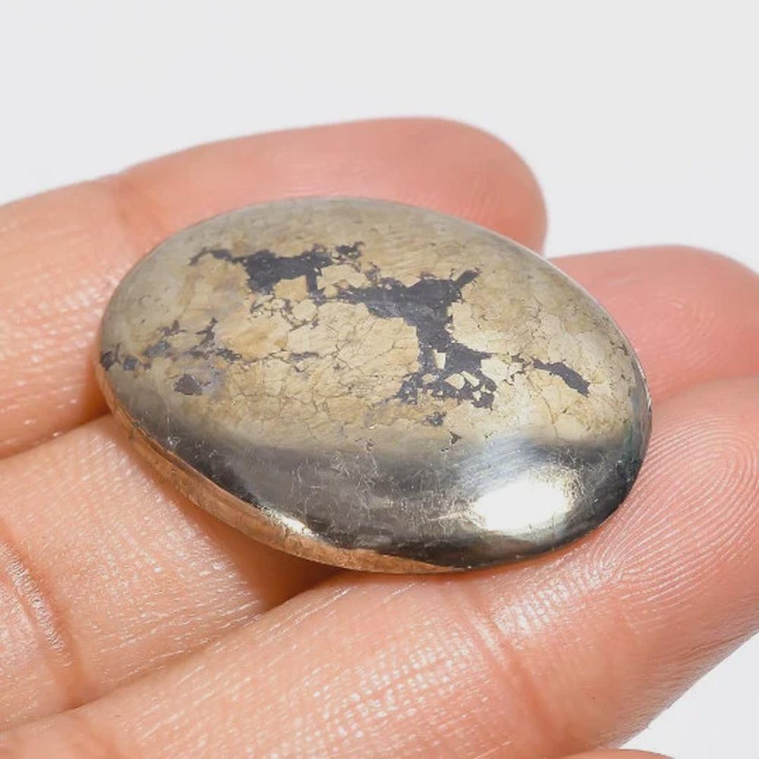 Apache Tears Pocket Stone - Palm Stone - Pyrite Cabochon Natural ...