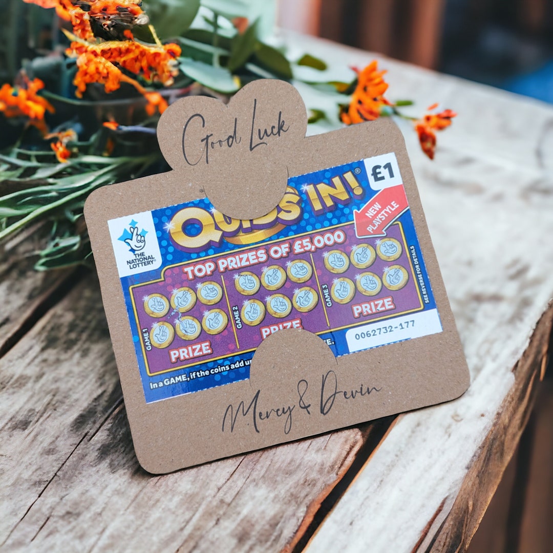 Rustic Wedding Favour Scratch Card Holder Good Luck Personalised Rustic ...