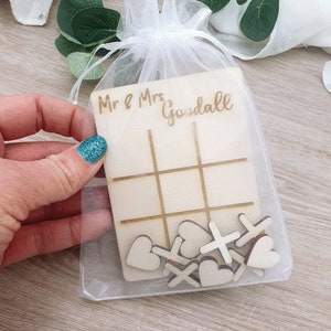 Tic Tac Toe Wedding Favours With Organza Bag Personalised Noughts and ...