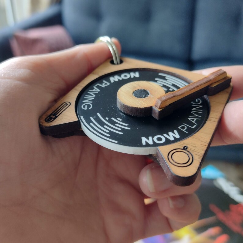 Mini Record Player Fidget Spinner Keyring With Now Playing Spinning ...