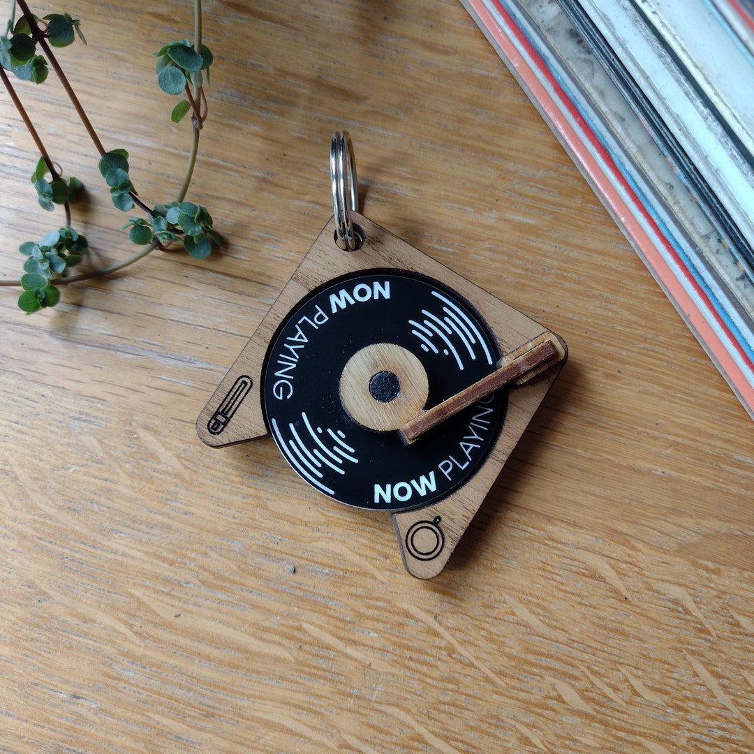 Mini Record Player Fidget Spinner Keyring With Now Playing Spinning ...