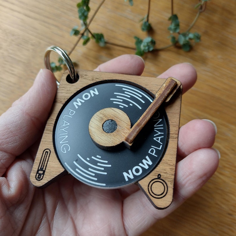 Mini Record Player Fidget Spinner Keyring With Now Playing Spinning ...