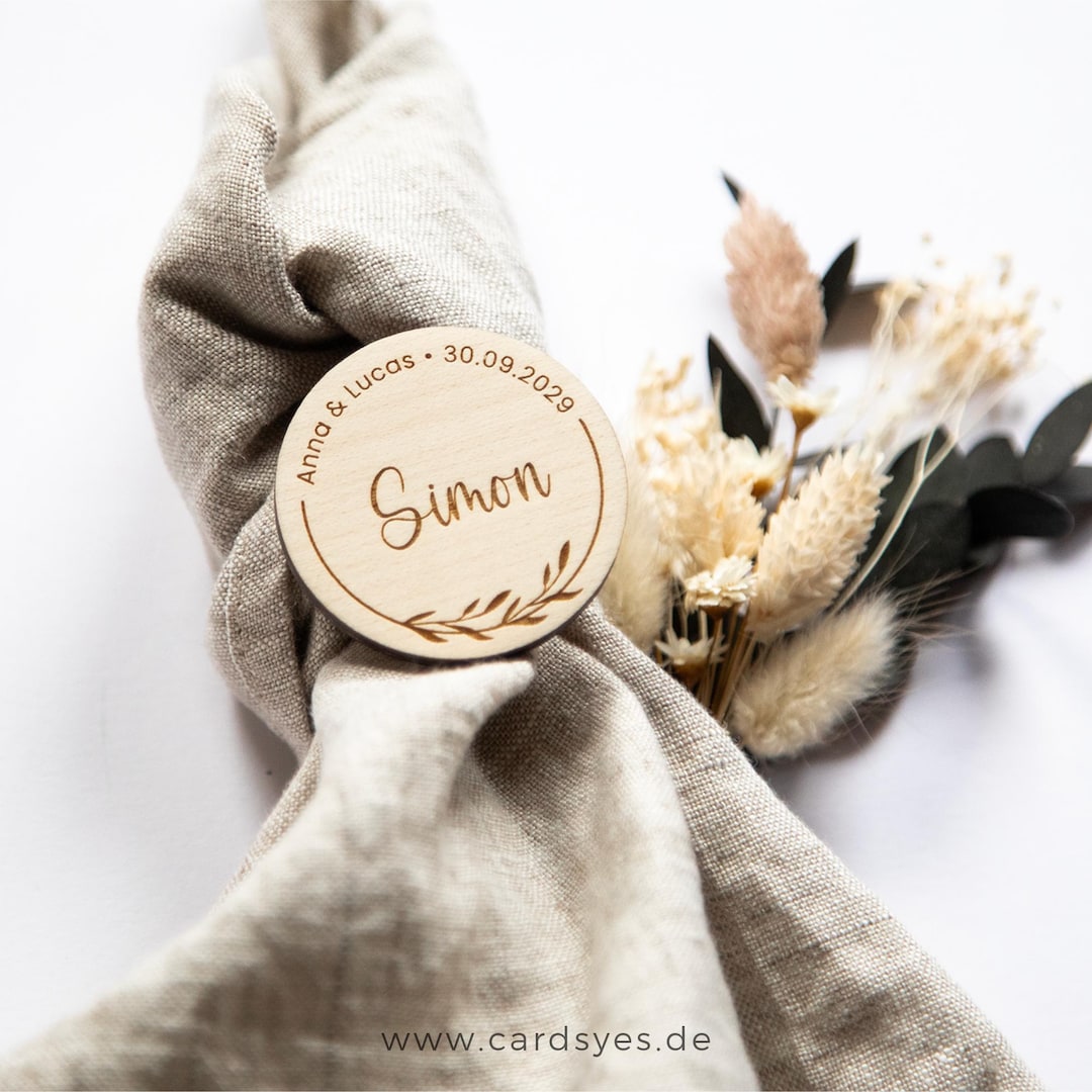 Name Plate & Place Card Made of Wood, Personalized Guest Gift, Wedding ...