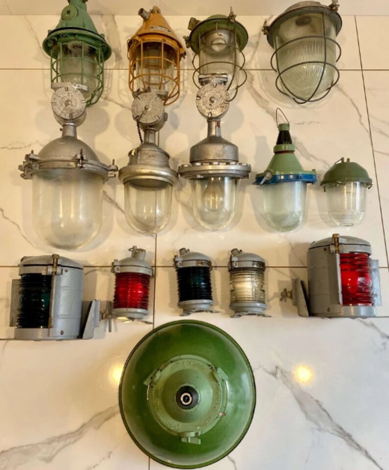 Vintage Industrial Hanging Explosion Proof Pendant Lights Russian USSR ...