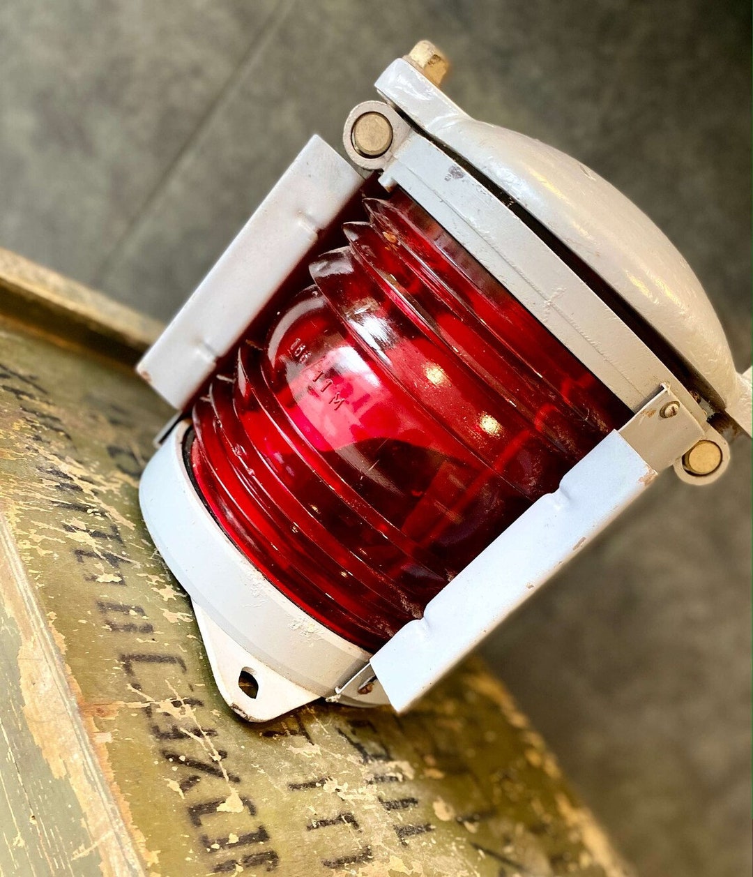 Marine Signal Light With Red Glass, Vintage Navigation Ship Lamp, USSR ...