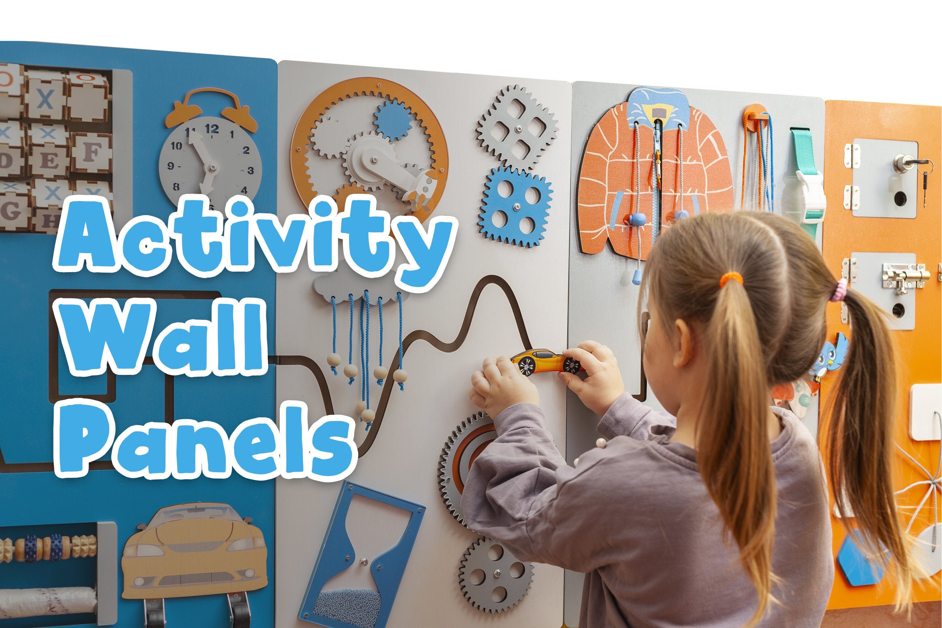 Activity Board, Wooden Playroom Decor 69in Wall Panel, Custom Sensory ...