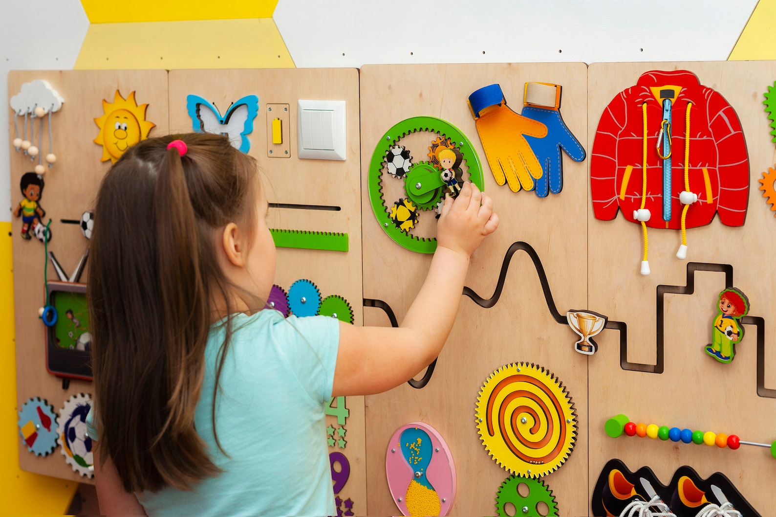 Educational Activity Wall for Children Soccer Theme Busy Board Panels ...