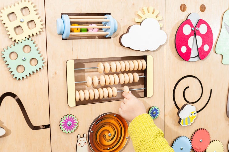 Interactive Wooden Busy Board Wall Panel: Fine Motor Skills Toy - Etsy