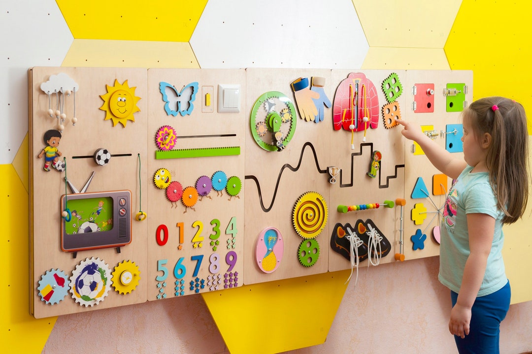 Educational Activity Wall for Children Soccer Theme Busy Board Panels ...