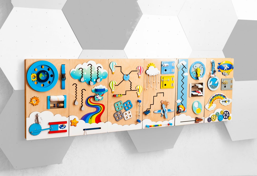 Large Wall Busy Board 6pcs Set Activity Wall for Play Room Kids ...