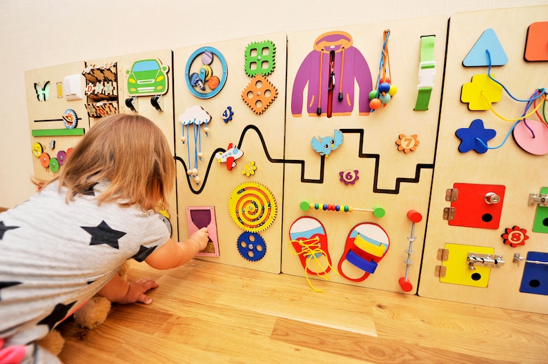 Montessori furniture Interactive sensory wall panel for kids | Etsy
