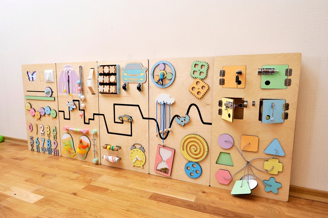 Panel de pared sensorial en colores pastel Tablero ocupado Montessori ... Panel de pared sensorial en colores pastel Tablero ocupado Montessori ...