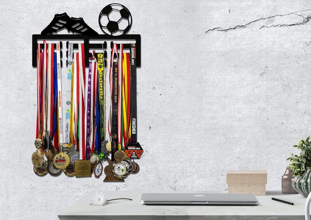 FOOTBALL Soccer Medal Hanger Display Holder Tiered Award Rack - Etsy