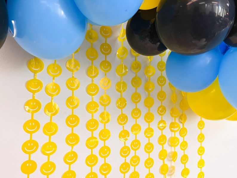 Yellow Smiley Foil Curtain Backdrop One Happy Dude Birthday - Etsy