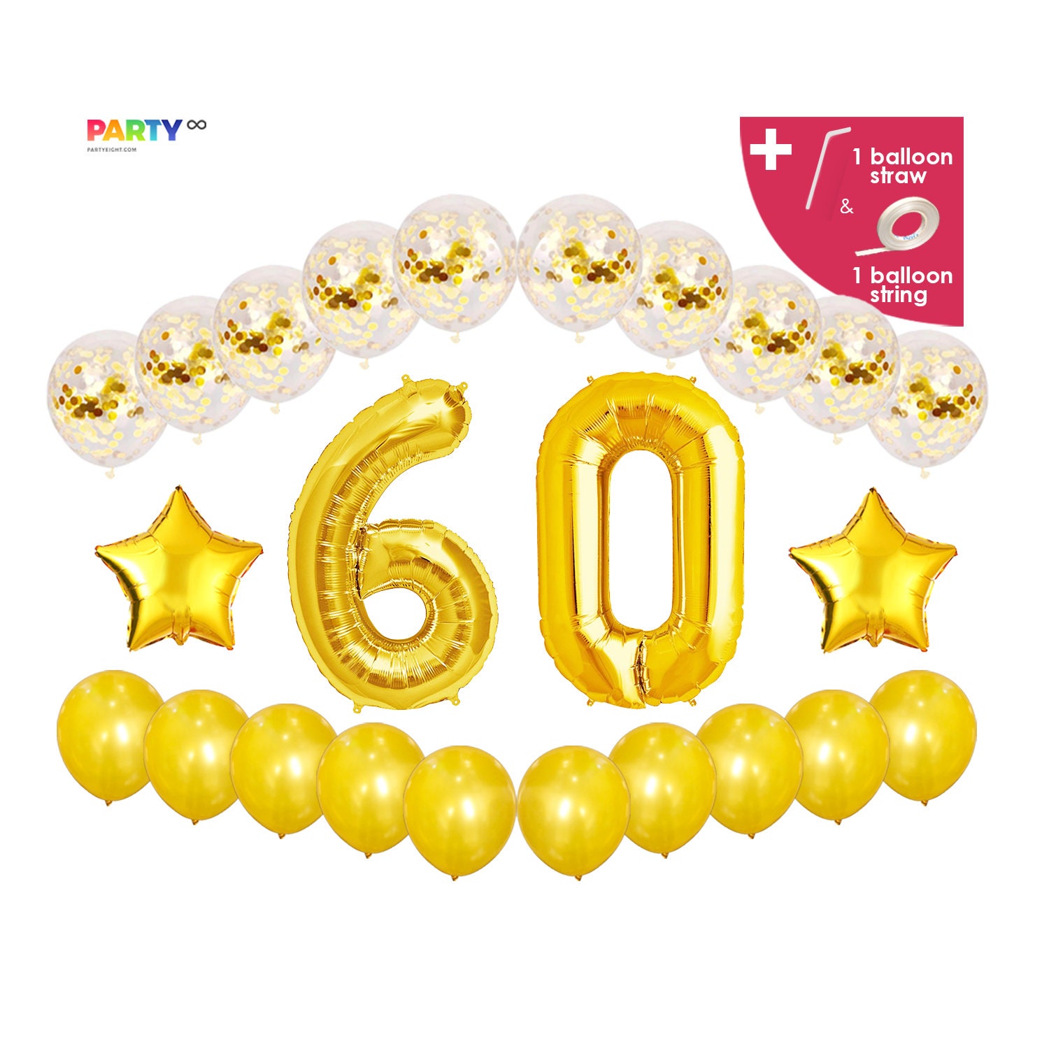 60th Birthday Balloon Decoration Set Sixty Birthday Party - Etsy