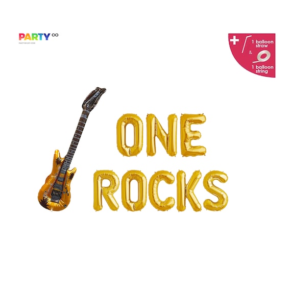 One Rocks Banner w/ Guitar Balloon | 1st Birthday Musical Rock Hip Hop ...