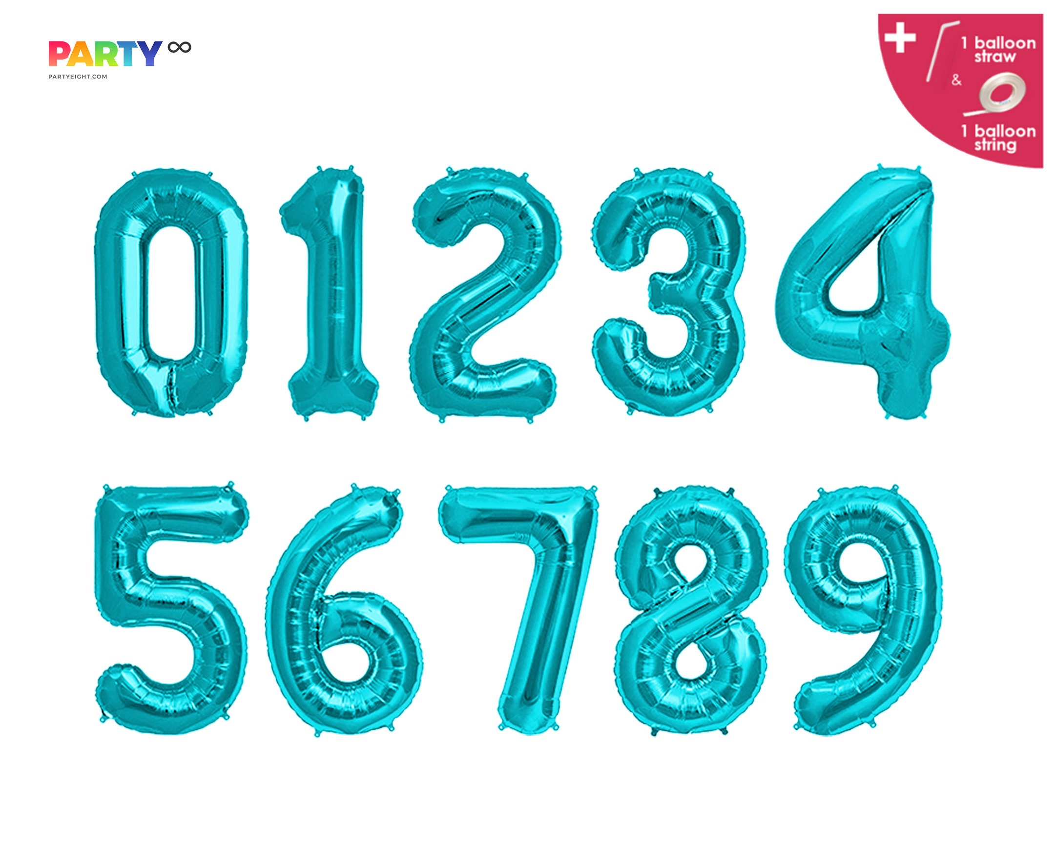 Giant Number Balloons Aqua Mylar Number Balloons 32 - Etsy