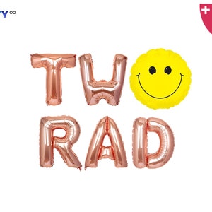 Two Rad Balloon Banner With Smile Face Balloon | Happy Dude Themed 2nd ...